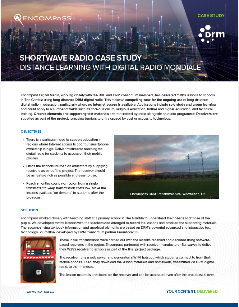 DISTANCE LEARNING WITH DIGITAL RADIO MONDIALE - Encompass Marketing